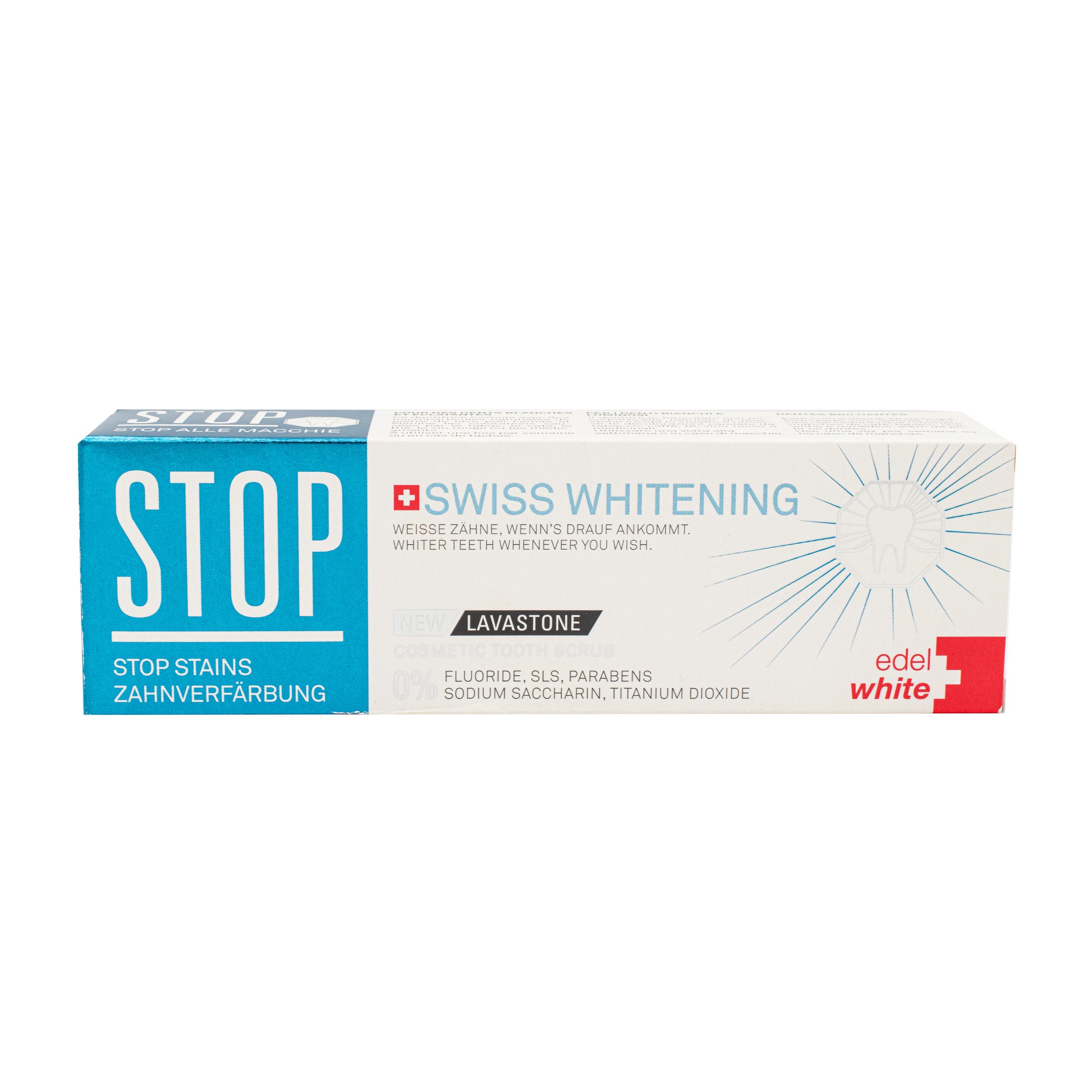 Edel+White Stop Stain Swiss Whitening zubná pasta 75 ml - Nazuby.eu
